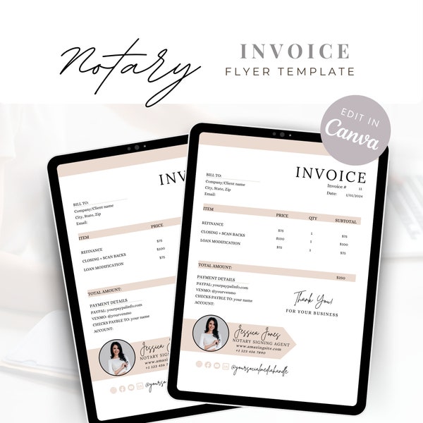 Notary Signing Agent Invoice - Etsy