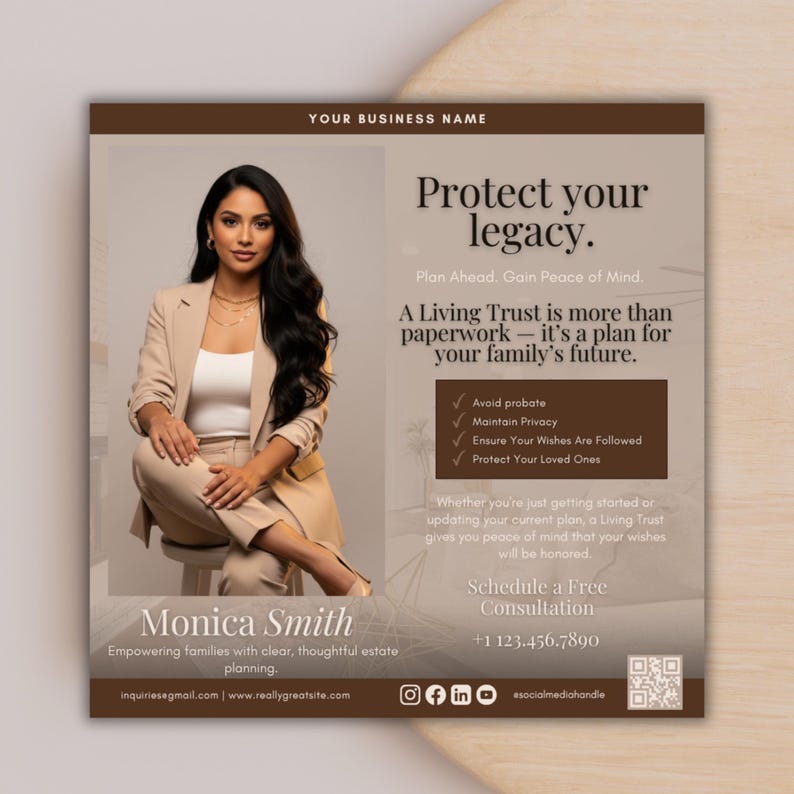 Living Trust Notary Flyer: Editable Canva Template (digital Download ...