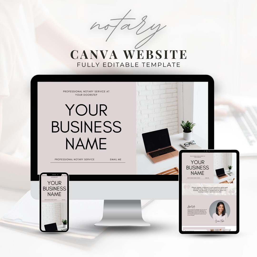 Professional Notary Website Landing Page Template Canva Editable ...