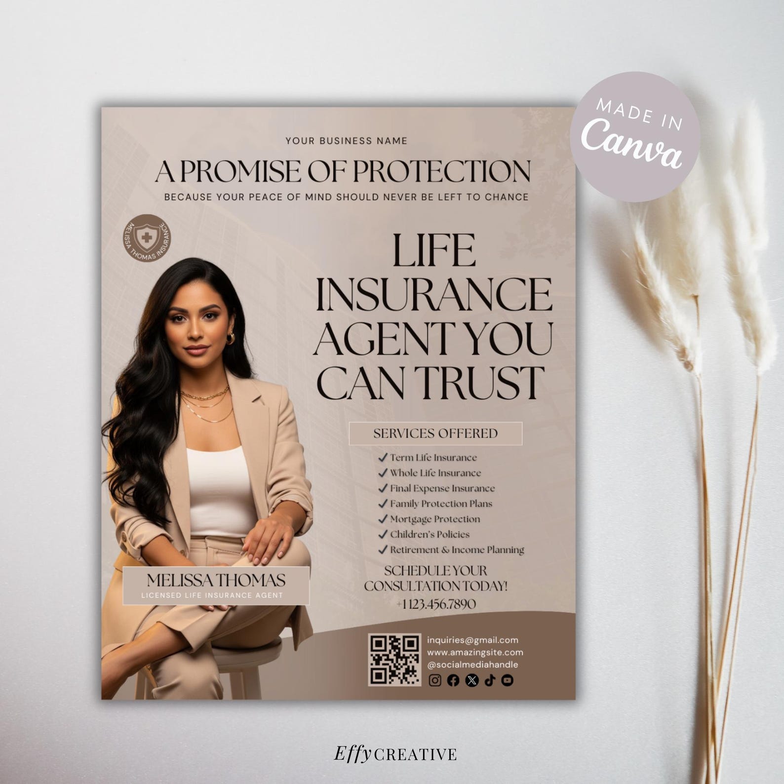 Life Insurance Agent Flyer | Insurance Instagram Posts | Editable Canva ...