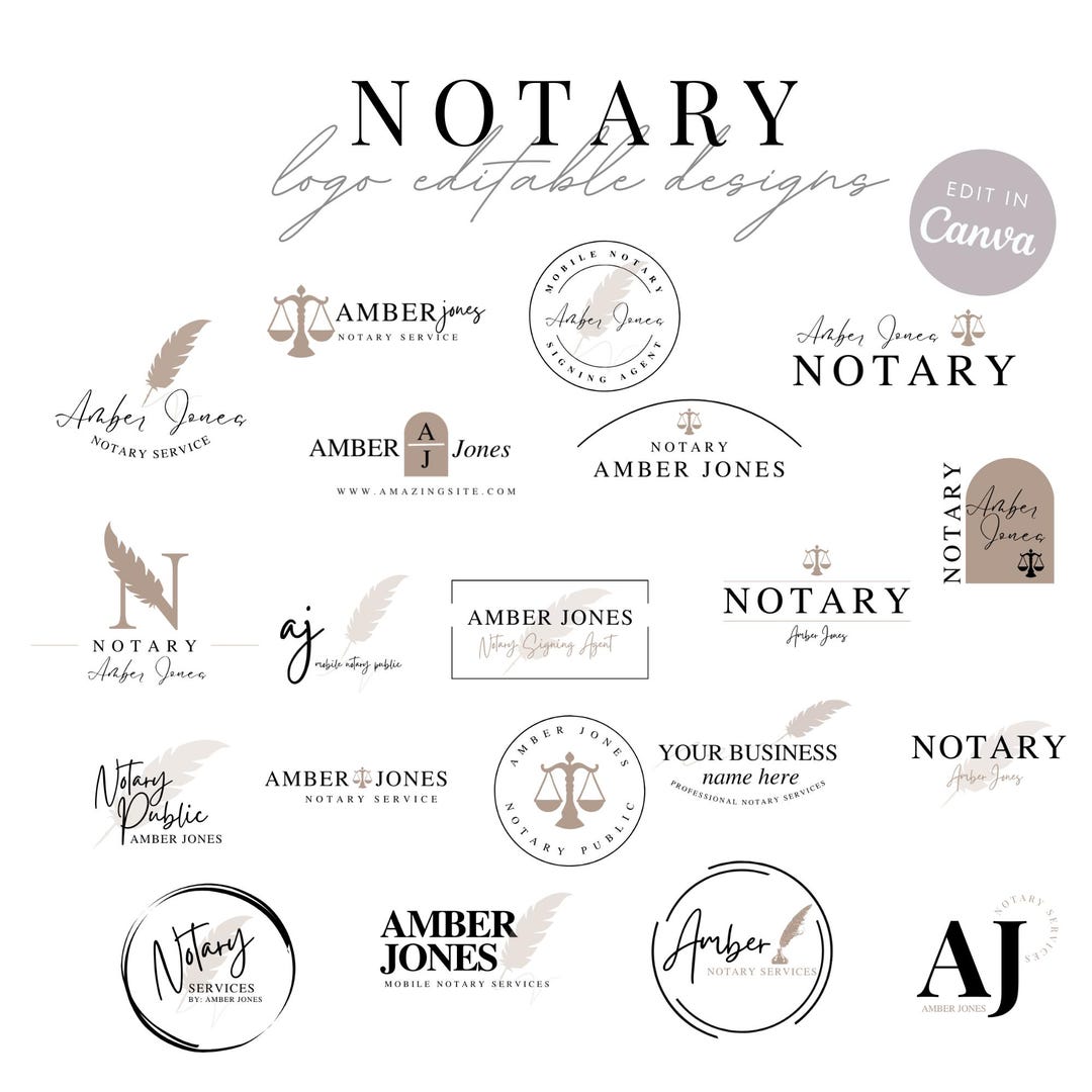 Notary Logo Designs: Elegant Business Templates (canva Editable) - Etsy