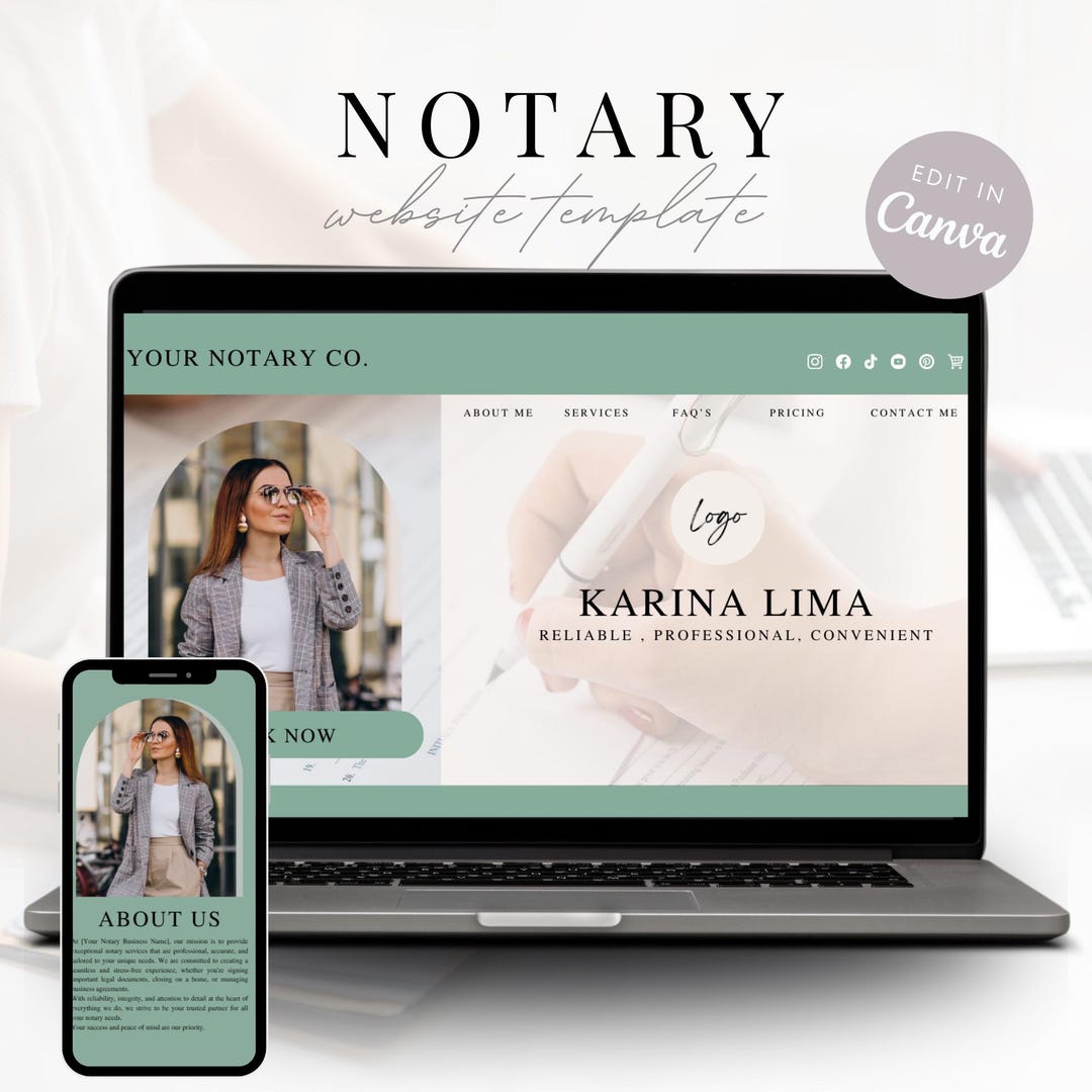 Notary Canva Website Template for Notaries Loan Signing Agents and ...