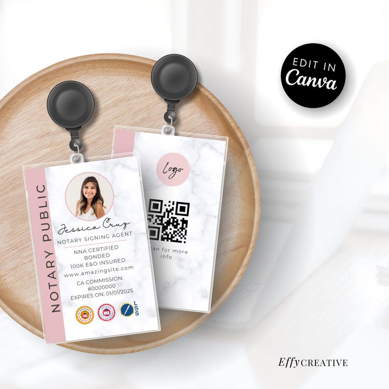 Mobile Notary Badge Template | Editable Notary Marketing Template ...