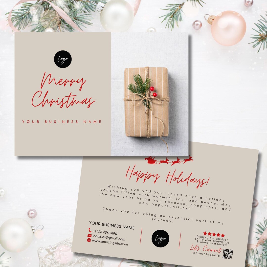 Editable Christmas Holiday Card Template: Small Business Client Card ...