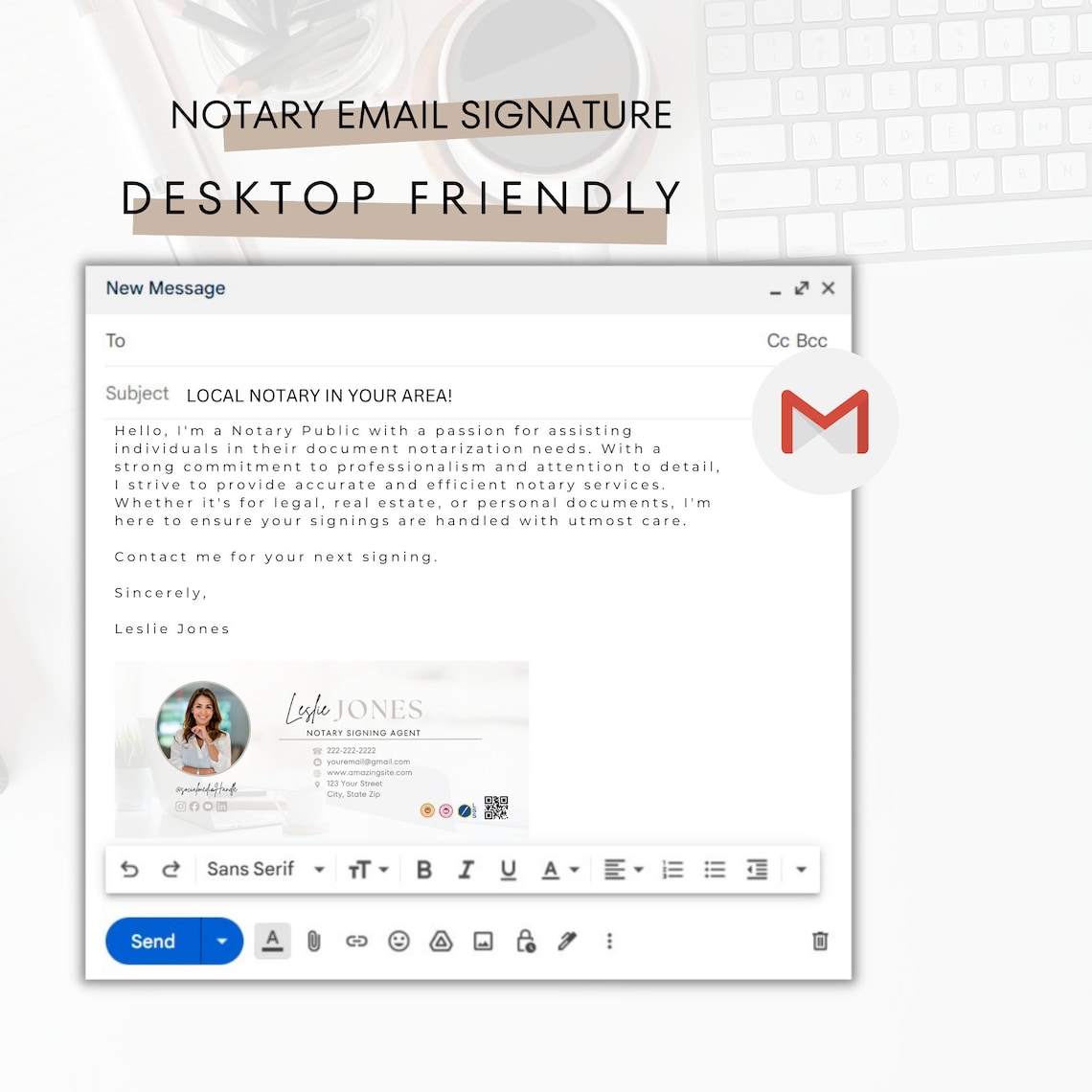 Notary Email Signature Notary Gmail Signature Template - Etsy