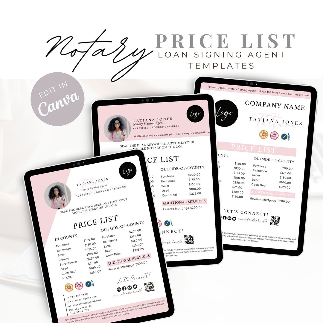 Notary Price List, Loan Signing Agent Price List, Notary Marketing ...