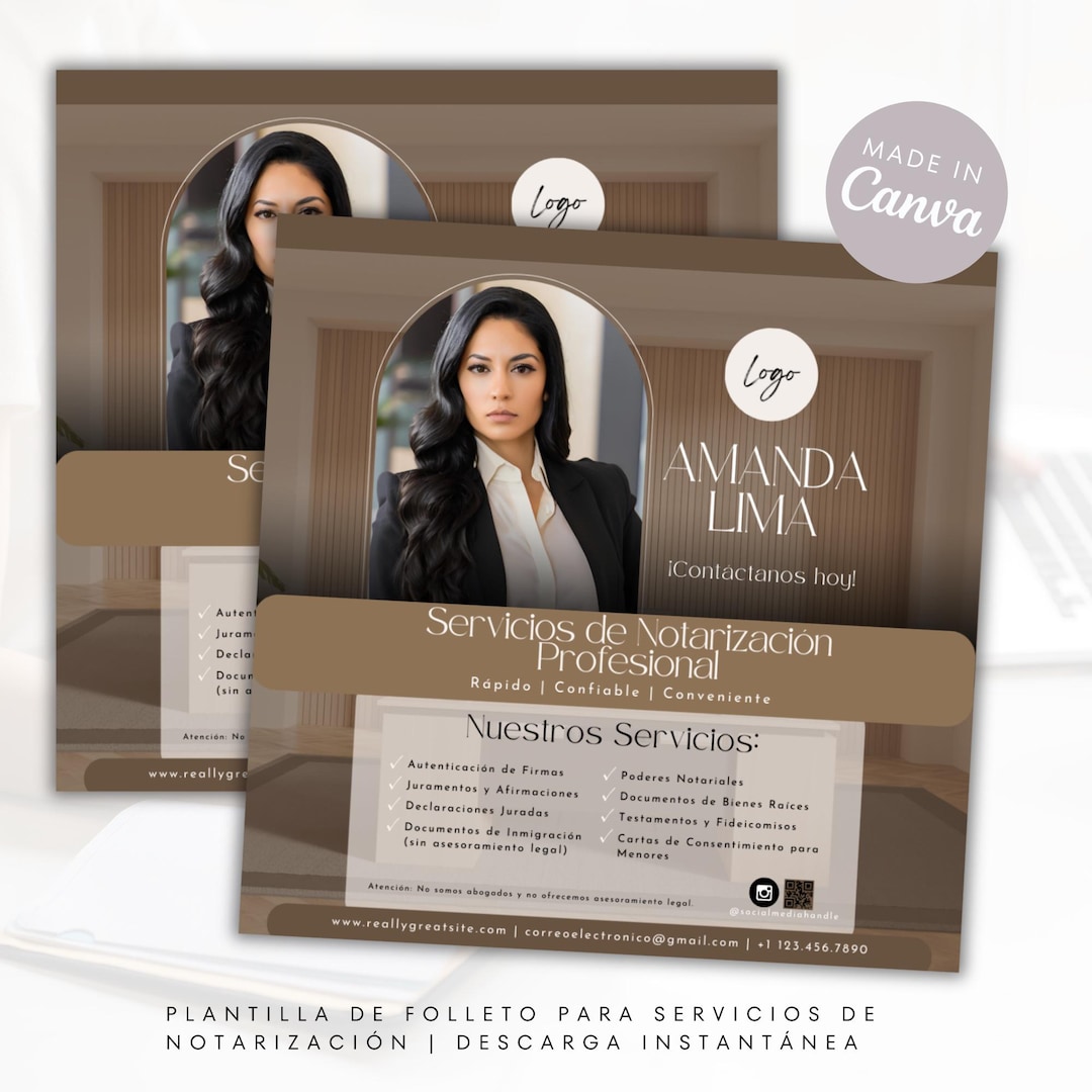 Notary Marketing Flyer Bilingual Notary Template Spanish Speakers Canva ...