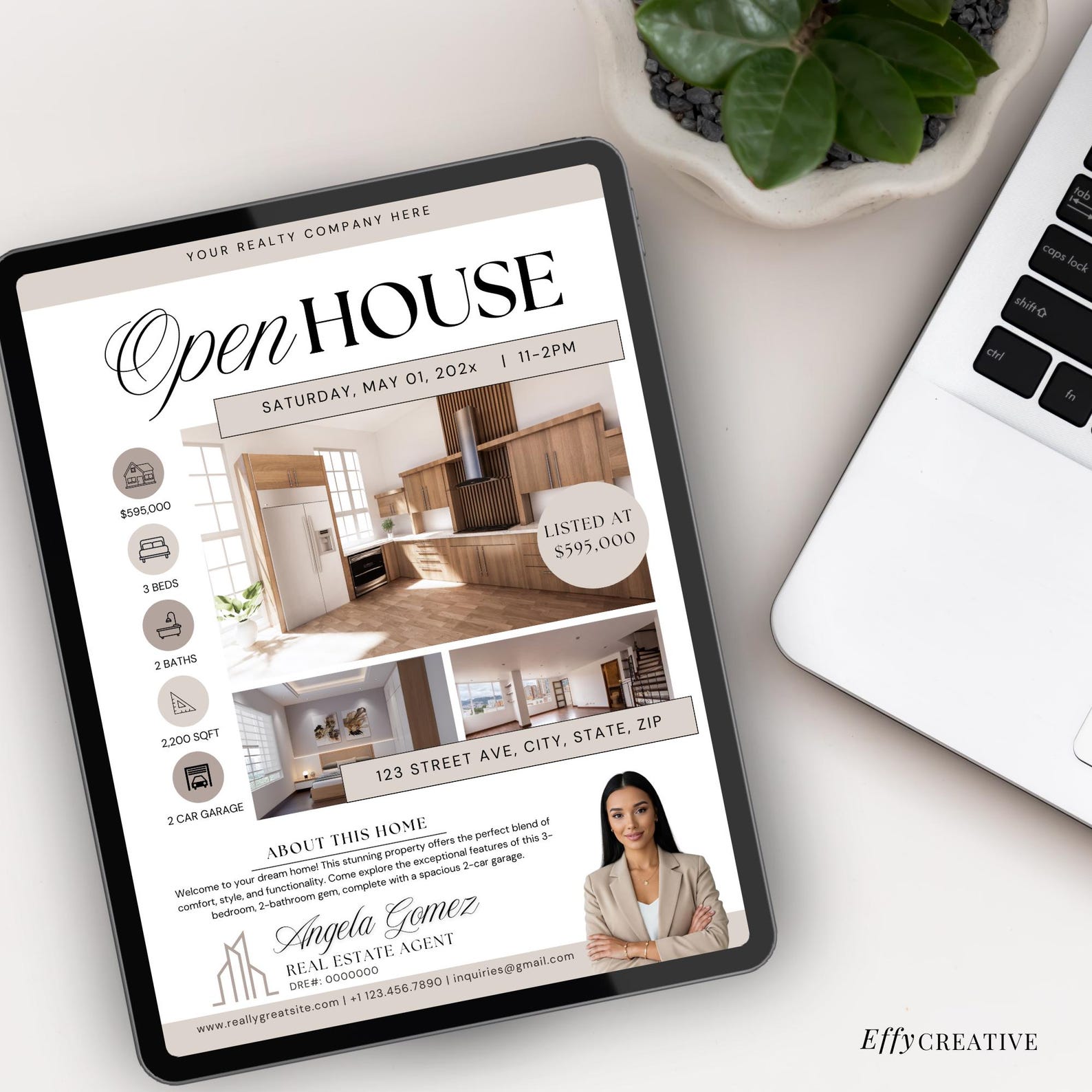Realtor Open House Flyer | Real Estate Marketing Brochure | Editable ...
