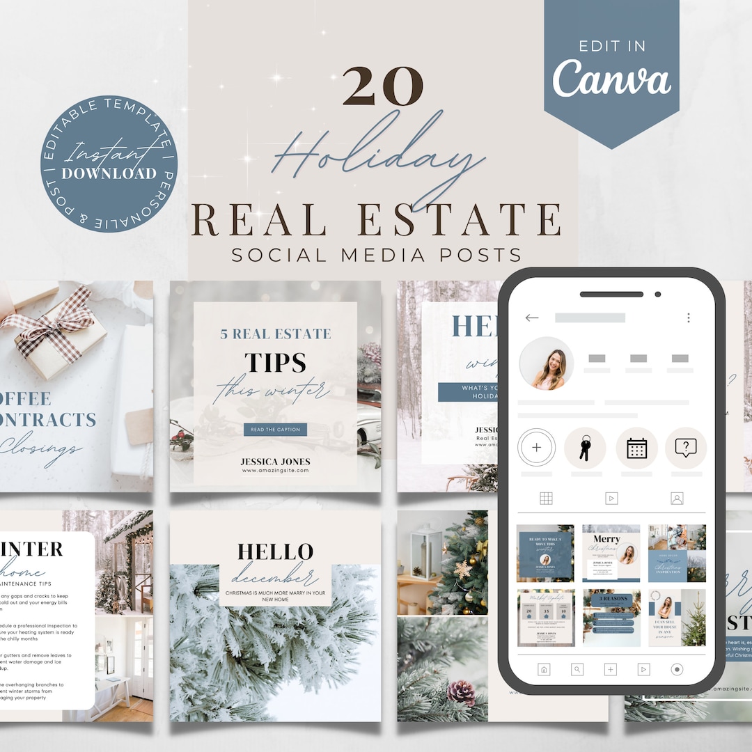 Real Estate Christmas Posts, Real Estate Marketing Templates, Realtor ...