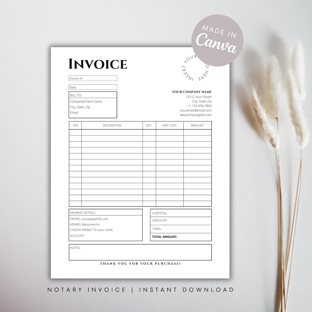 Notary Invoice Template Notary Business Owners Loan Signing Agents ...