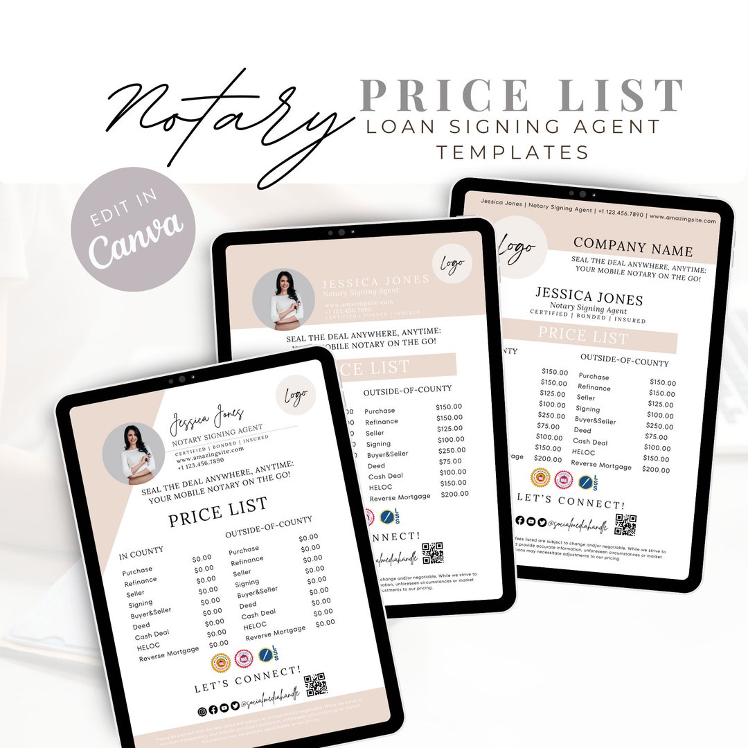 Notary Price List, Loan Signing Agent Price List, Notary Marketing ...