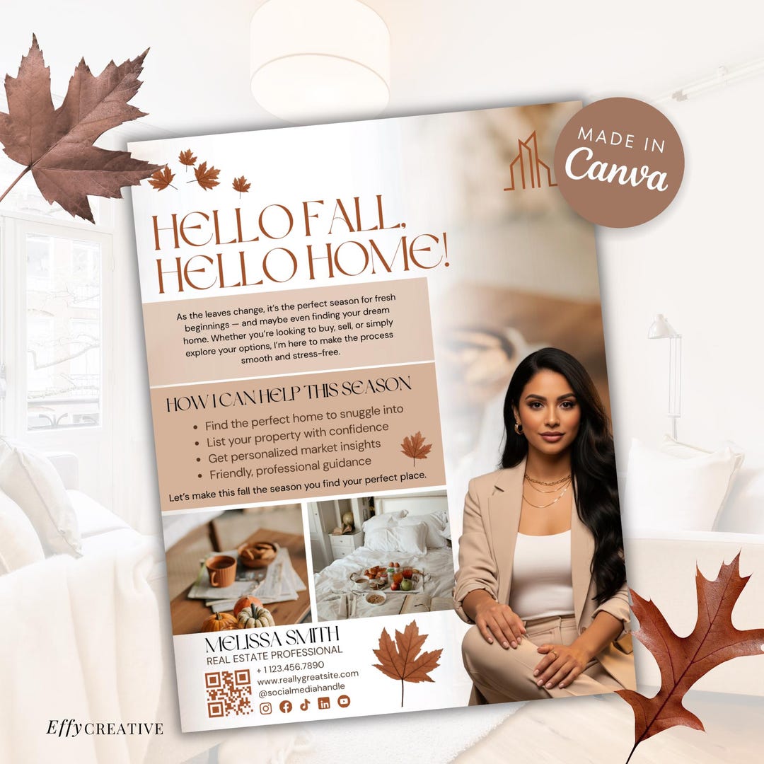 Fall Realtor Flyer Template: Real Estate Marketing (canva DIY) Instant ...