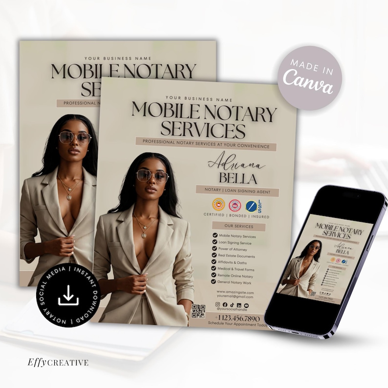 Notary Service Flyer Template: Mobile Notary, Loan Signing Agent ...