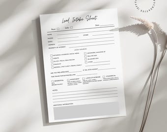 Realtor Lead Intake Form | Real Estate Client Intake Sheet | Buyer ...
