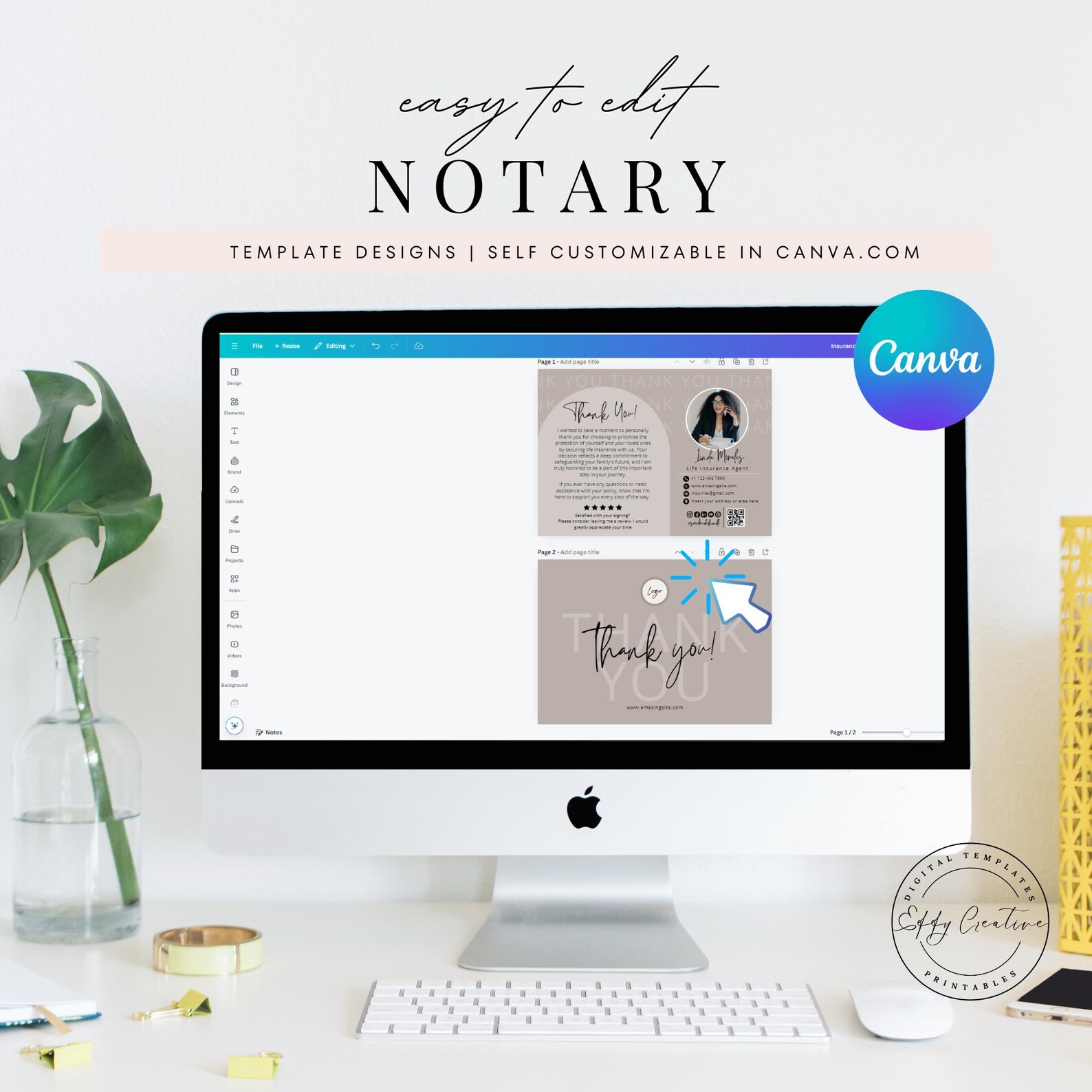 Life Insurance Agent Thank You Card Template | Editable Canva Template ...