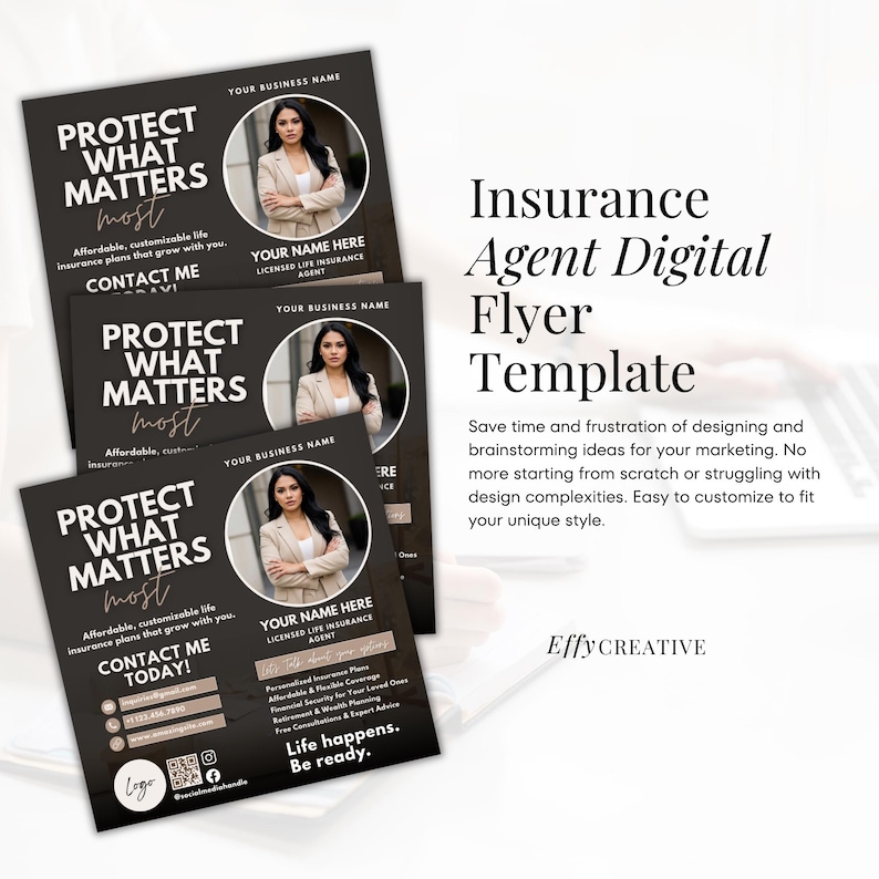 Life Insurance Agent Flyer Template: Editable Canva Design (digital ...