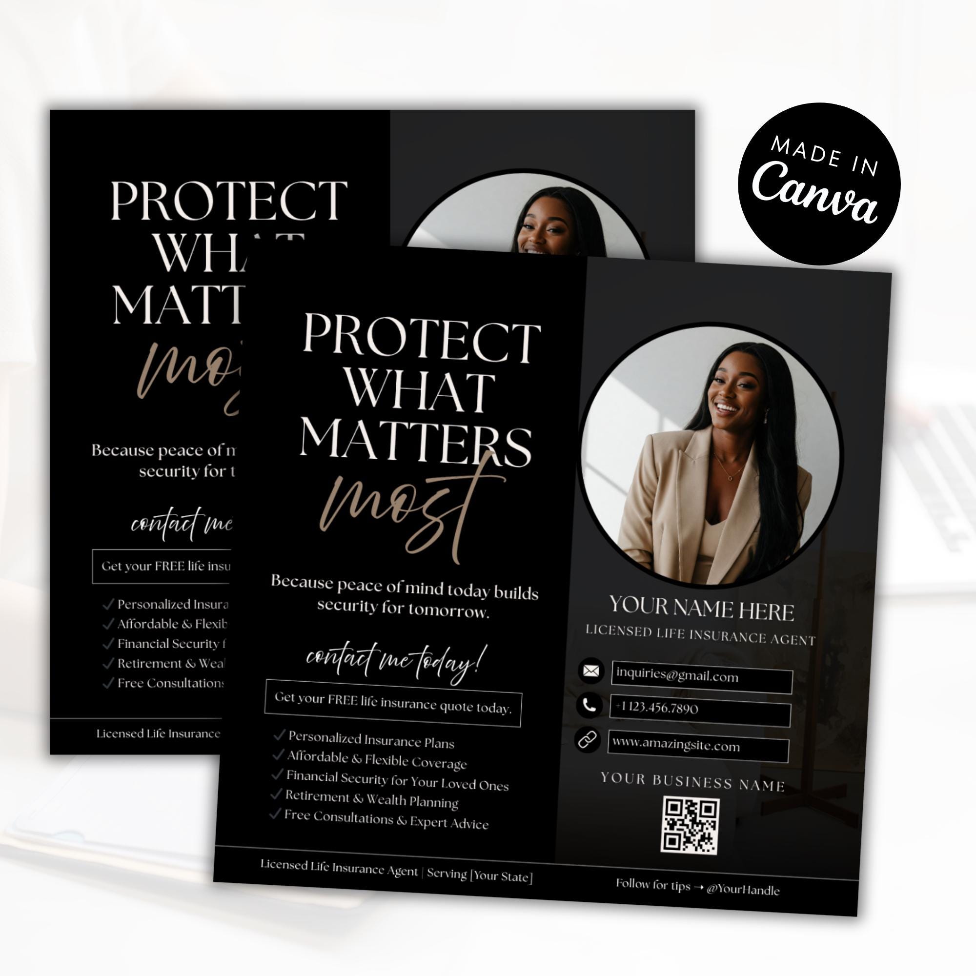 Life Insurance Agent Flyer | Insurance Instagram Posts | Editable Canva ...