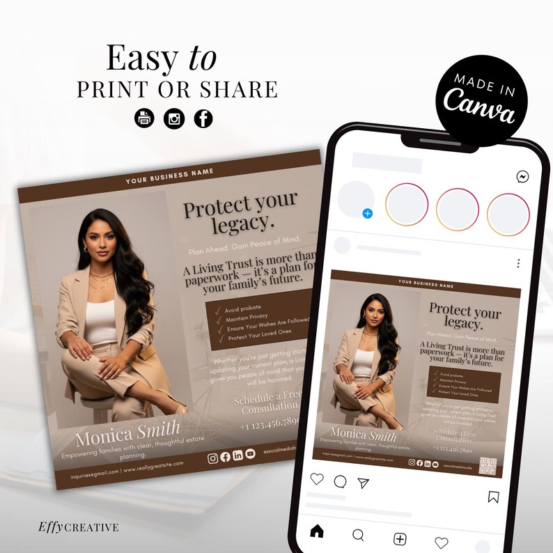 Living Trust Notary Flyer: Editable Canva Template (digital Download ...