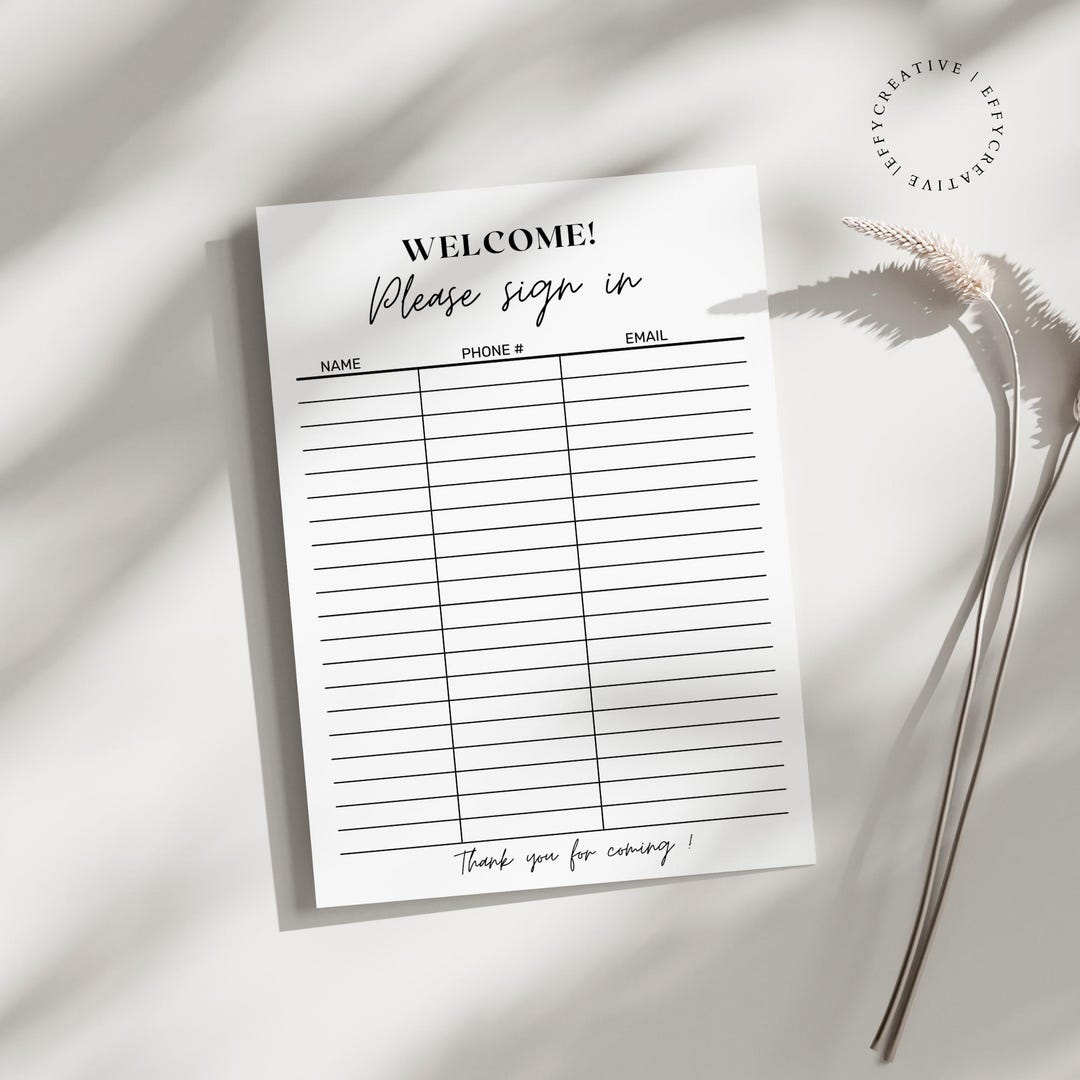 Printable Sign-in Sheet | 3 Designs | US Letter Size | Perfect for ...