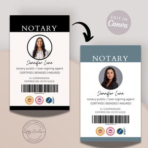 Notary ID Badge Template for Canva | Customizable Badge for Notaries ...
