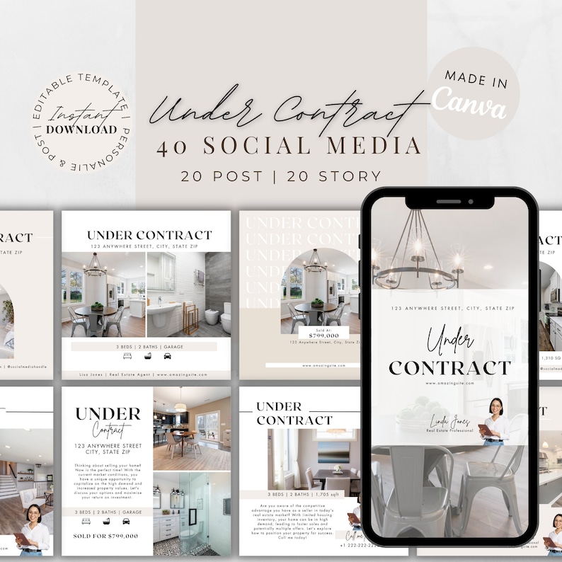 Under Contract Real Estate Social Media Templates | Realtor Instagram ...