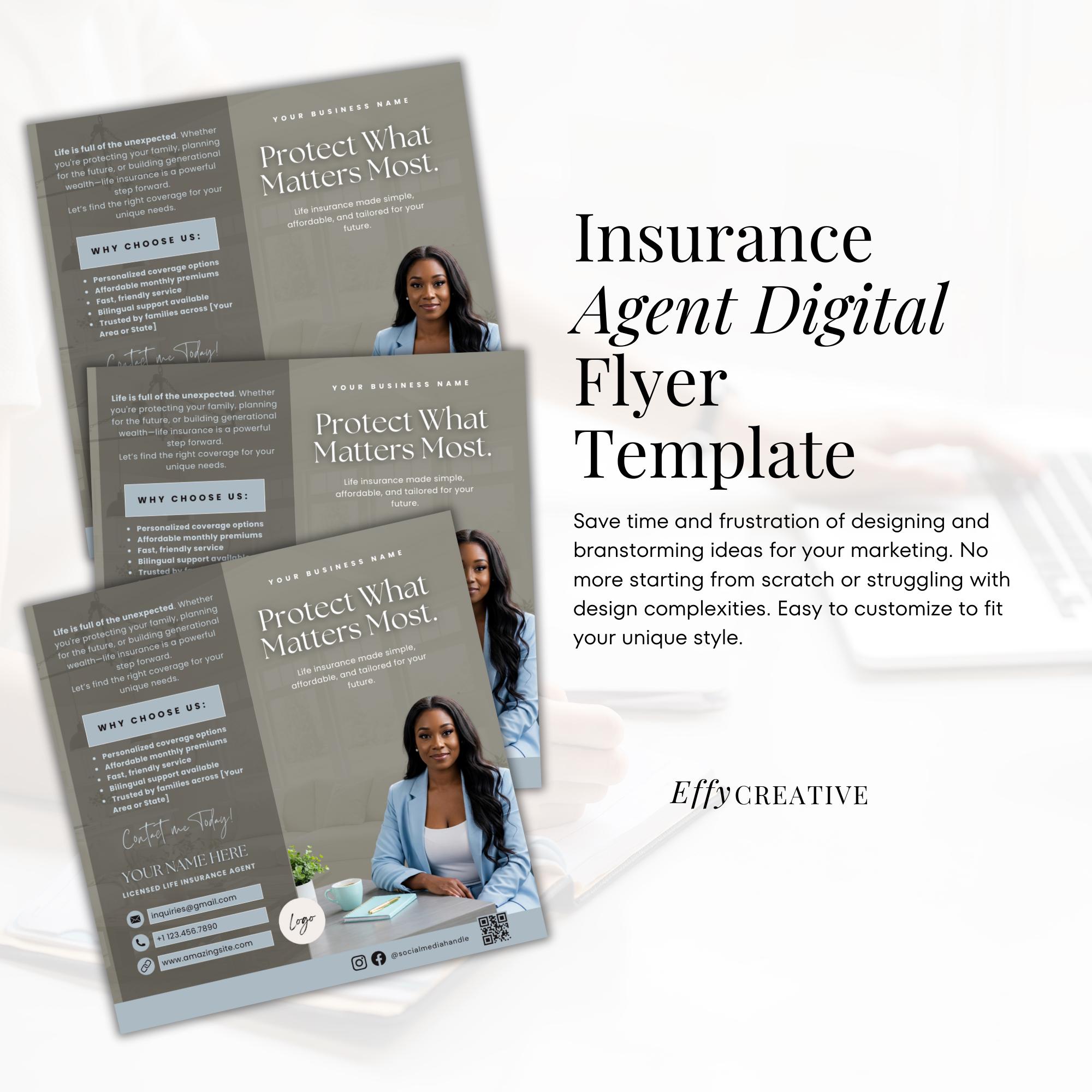 Life Insurance Agent Flyer | Insurance Instagram Posts | Editable Canva ...