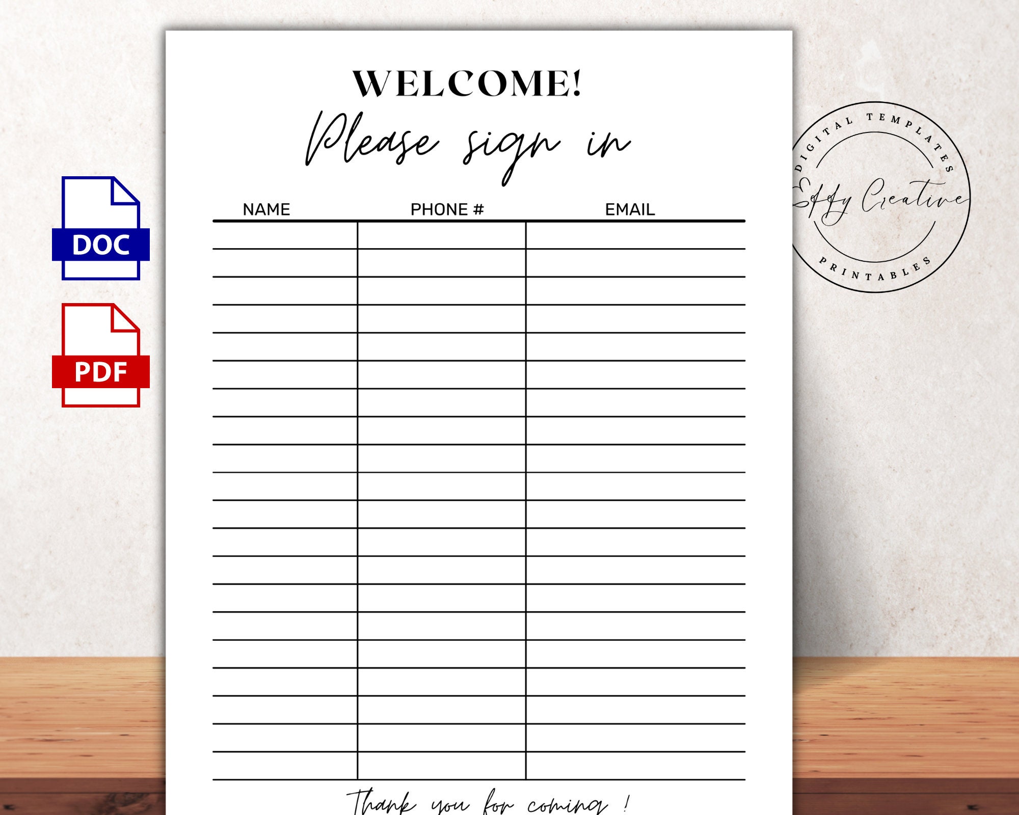Fillable Sign in Sheet Printable Welcome Sheet Sign in - Etsy Canada