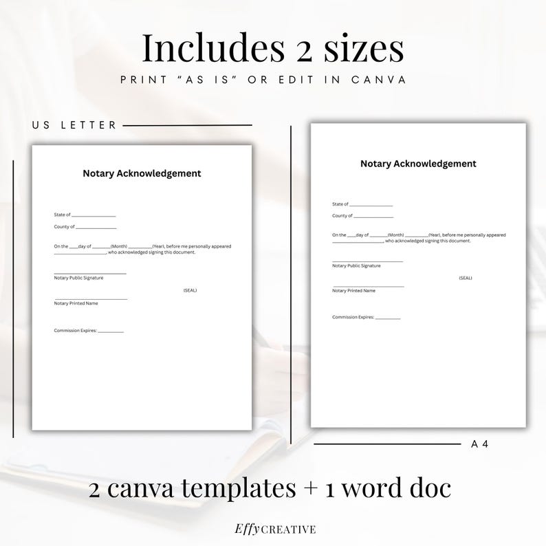 Notary Certificate | US Letter, A4 Template | Loan Signing Agent ...