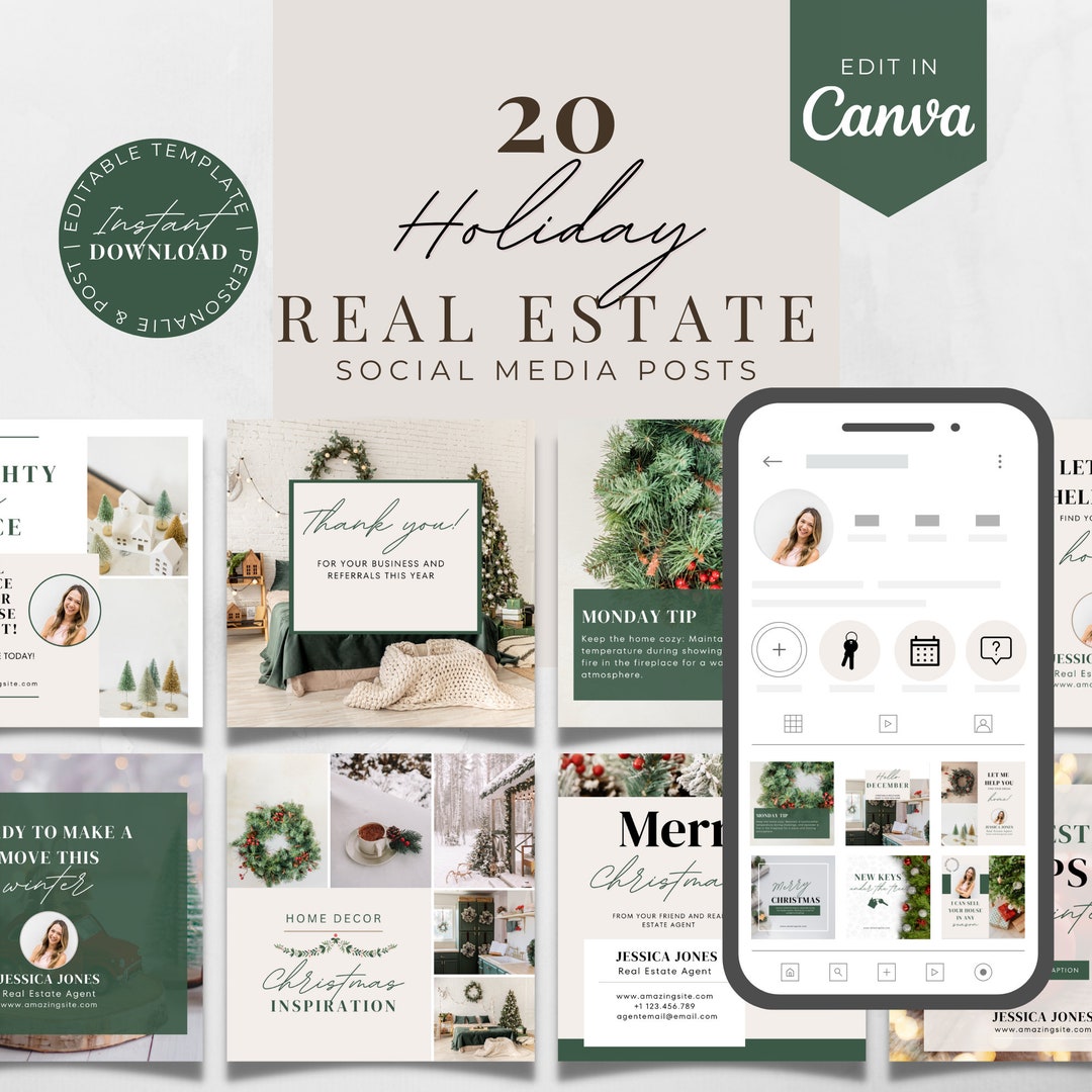 Real Estate Christmas Posts, Real Estate Marketing Templates, Realtor ...