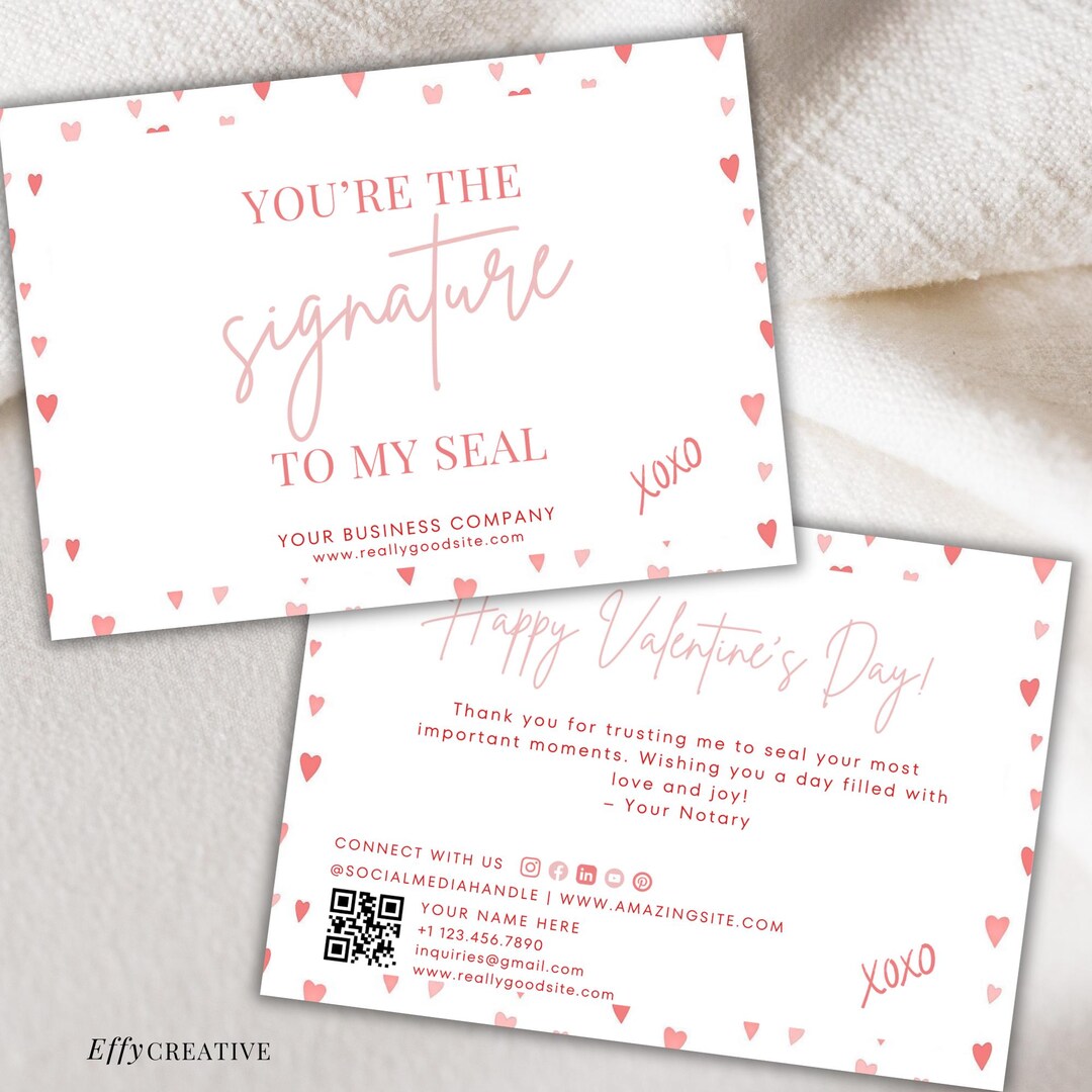 Notary Valentines Day Card Template Editable Canva Business Thank You ...