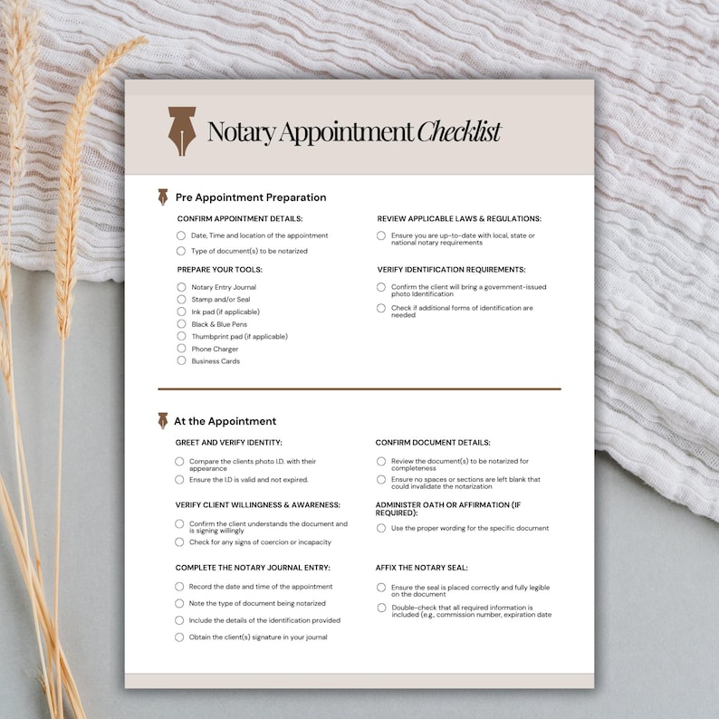 Notary Loan Signing Checklist Template: Editable Canva PDF Guide - Etsy