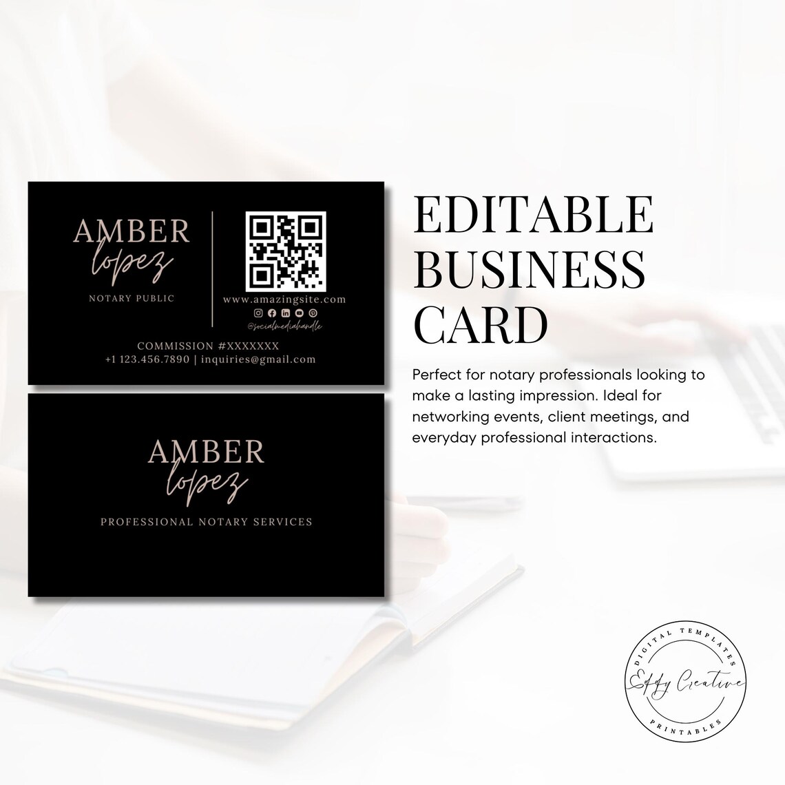 Notary Business Card Template: Modern Design (canva Template) - Etsy