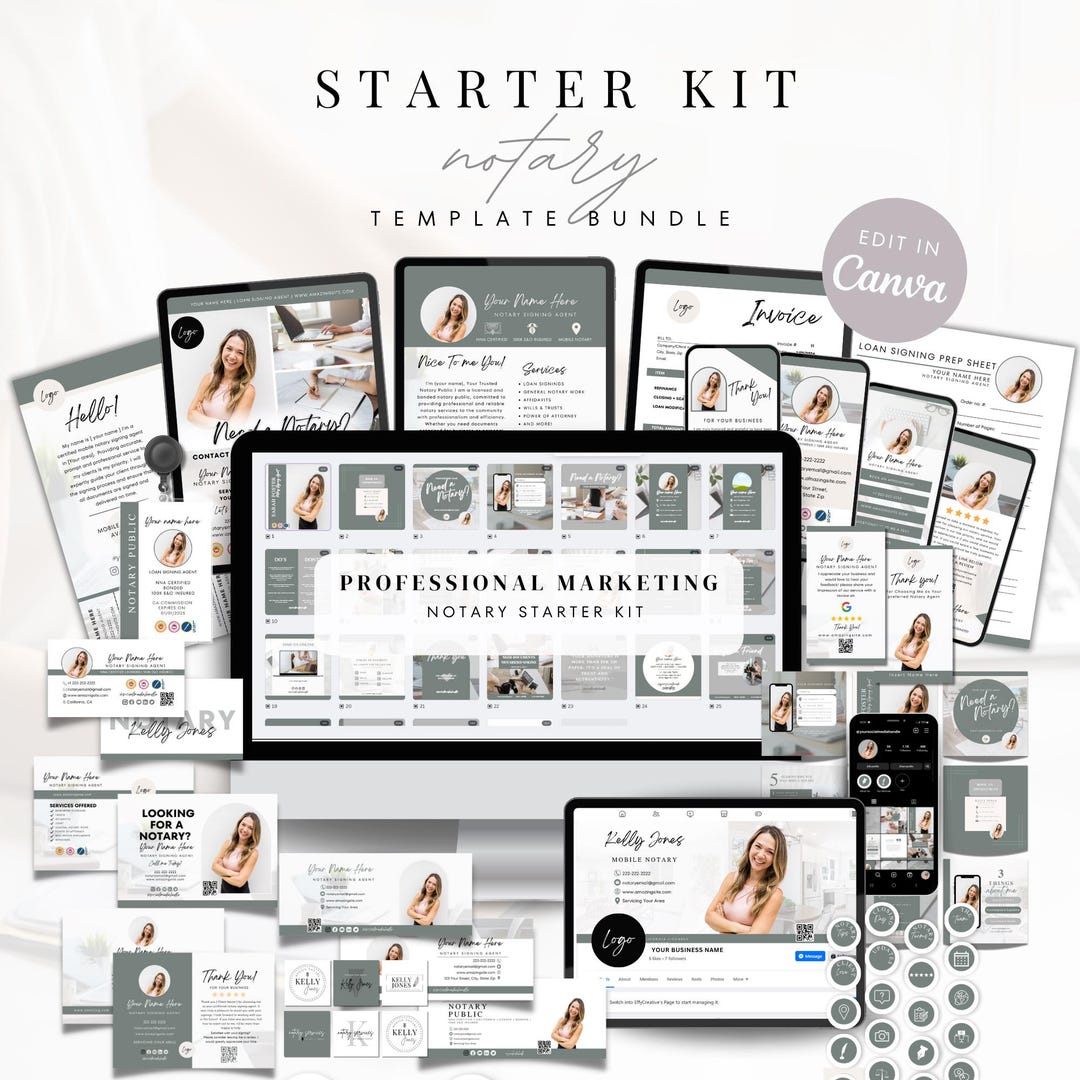 Notary Starter Kit: Editable Canva Business Card & Flyer Templates ...