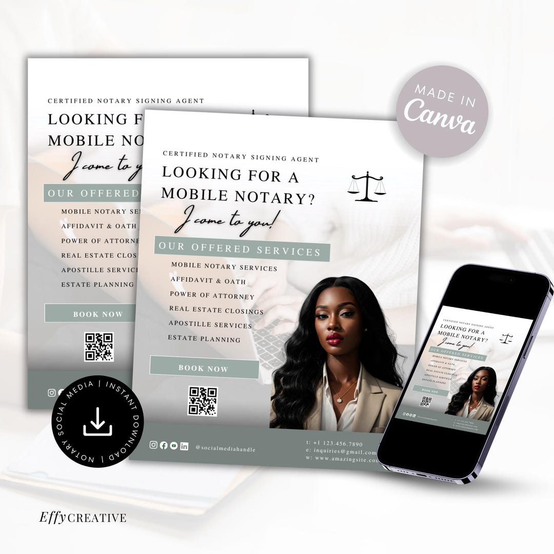 Notary Flyer Notary Marketing Notary Templates Notary Public Service ...