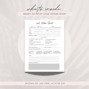 Printable Lead Intake Form for Realtors & Service Professionals | Client Information Sheet | US ...