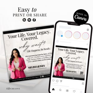 Life Insurance Agent Flyer | Insurance Instagram Posts | Editable Canva ...