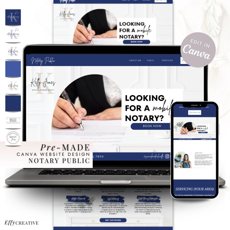 Notary Website Template Canva | Loan Signing Agent Business Site ...