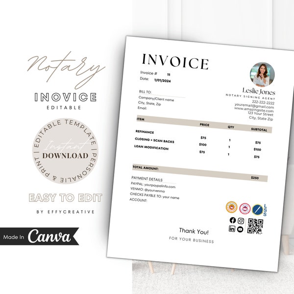 Notary Signing Agent Invoice - Etsy