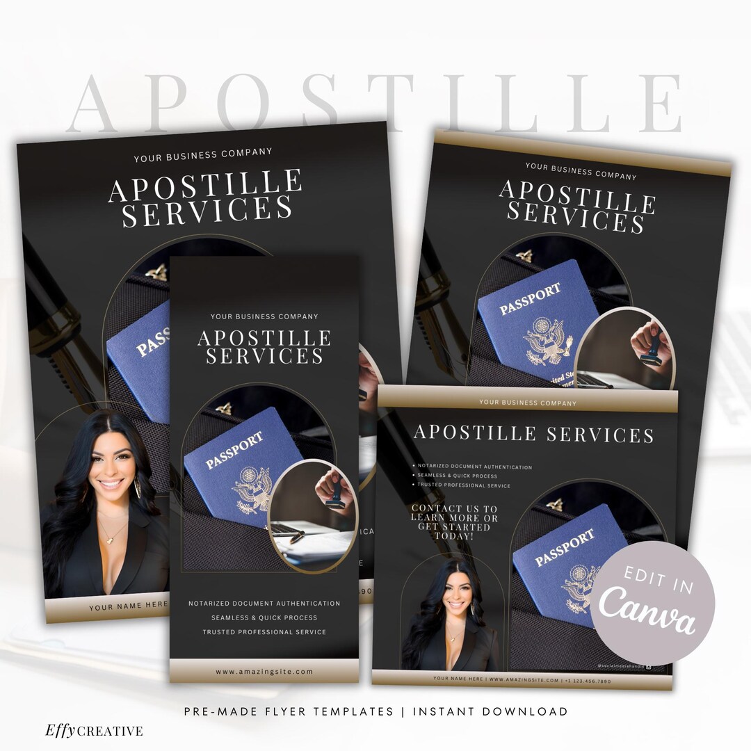 Apostille Flyer Template Kit Apostille Notary Agent Editable Branding ...