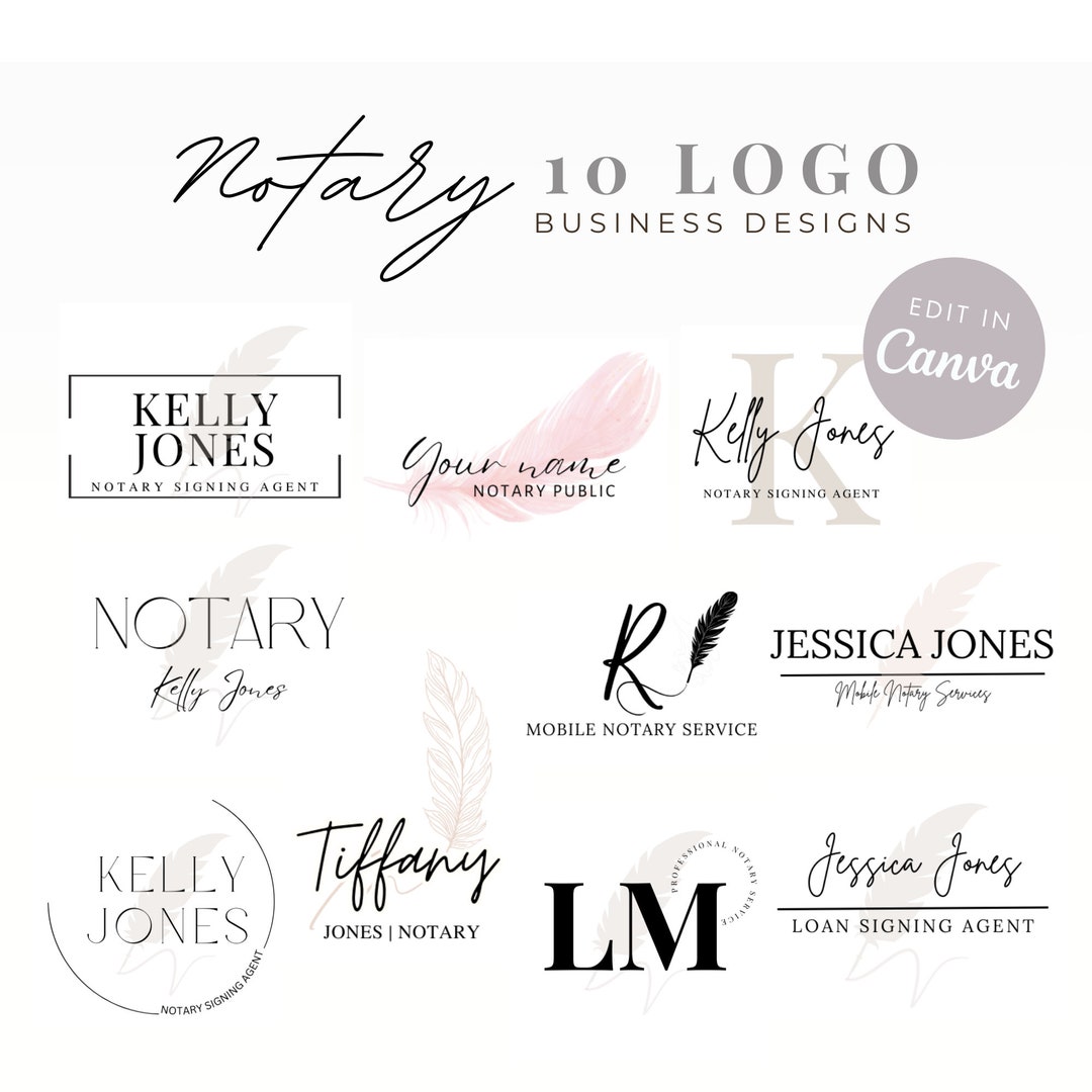 Notary Logo Designs for Notaries Business Templates Loan Signing Agents ...