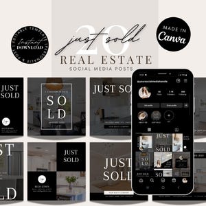 Just Sold Social Media Templates for Real Estate Agents Editable Canva ...