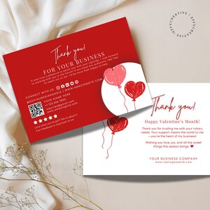 Valentines Day Thank You Card Template Editable Canva Business Thank ...