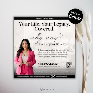 Life Insurance Agent Flyer | Insurance Instagram Posts | Editable Canva ...