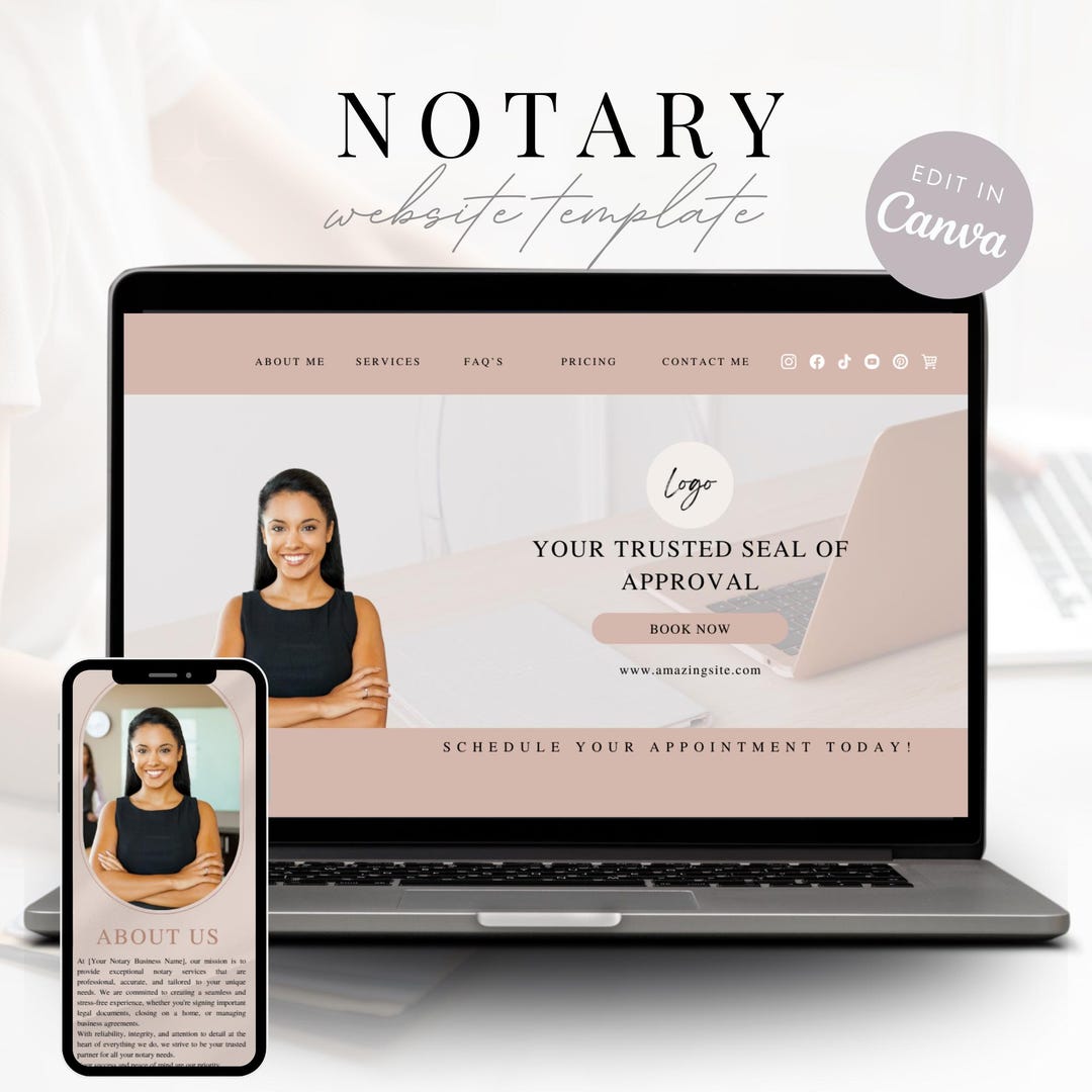 Notary Canva Website Template for Notaries Loan Signing Agents and ...