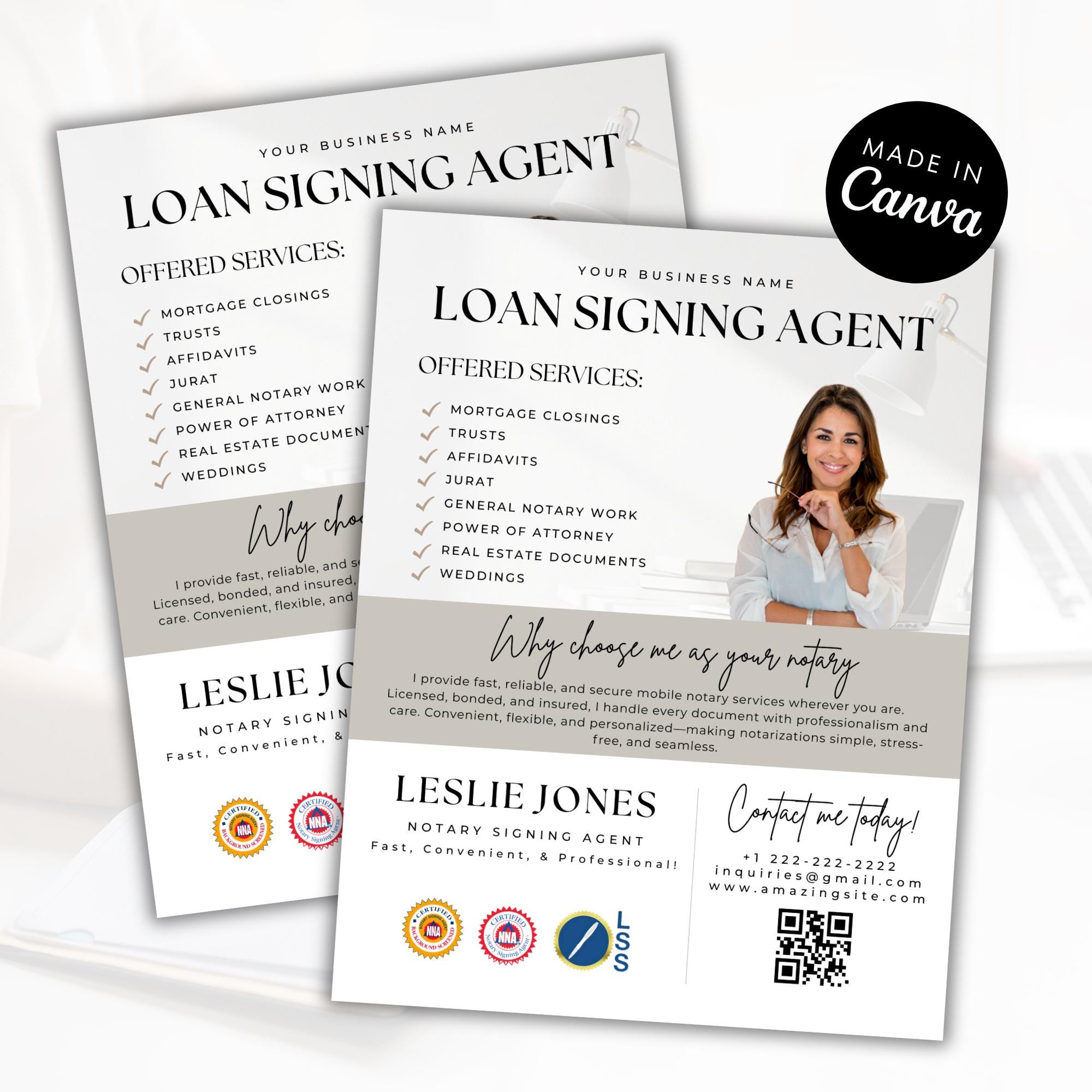 Notary Marketing Flyer Template | Loan Signing Agent Brochure ...