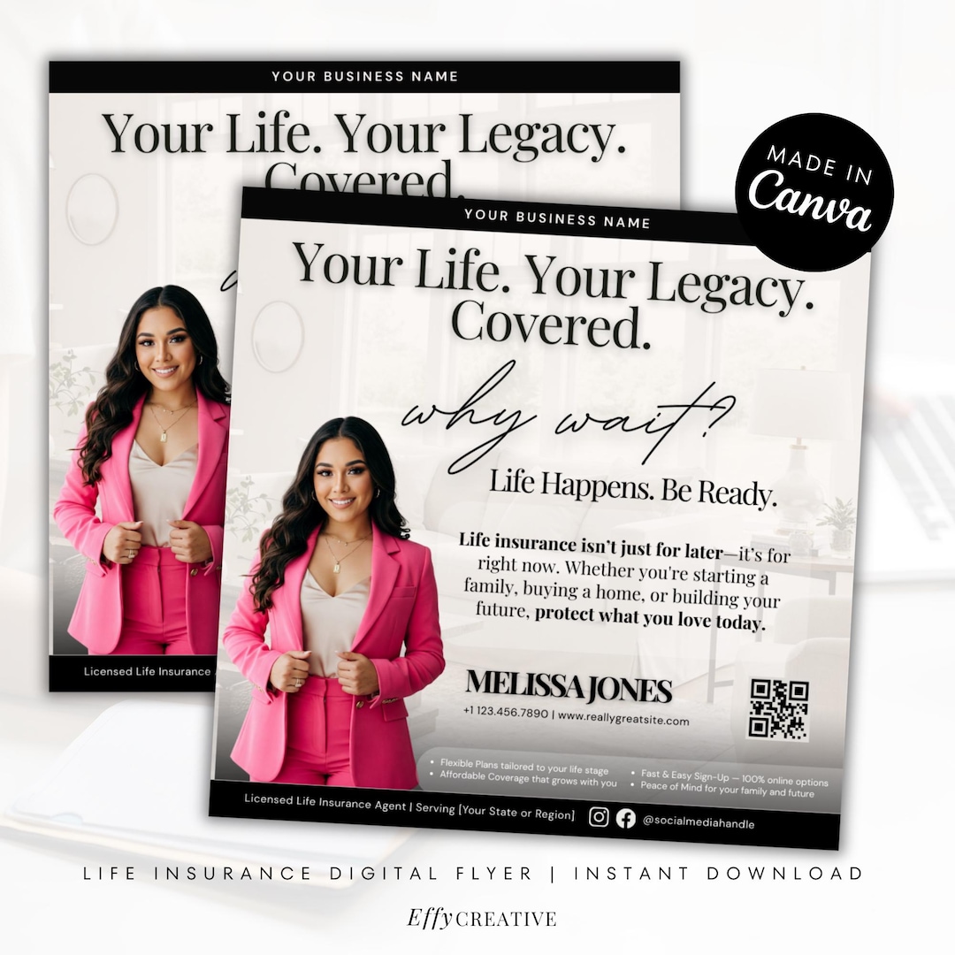 Life Insurance Agent Flyer Template: Editable Canva Design (digital) - Etsy
