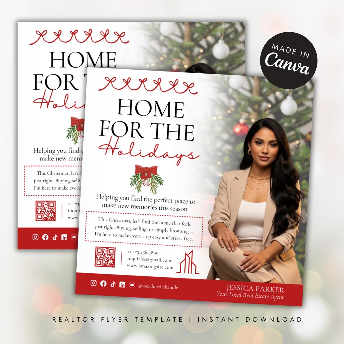 Real Estate Holiday Digital Flyer Template | Realtor Christmas Social ...