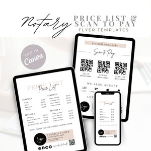 Price List Template, Scan to Pay, Notary Business Templates, Notary ...