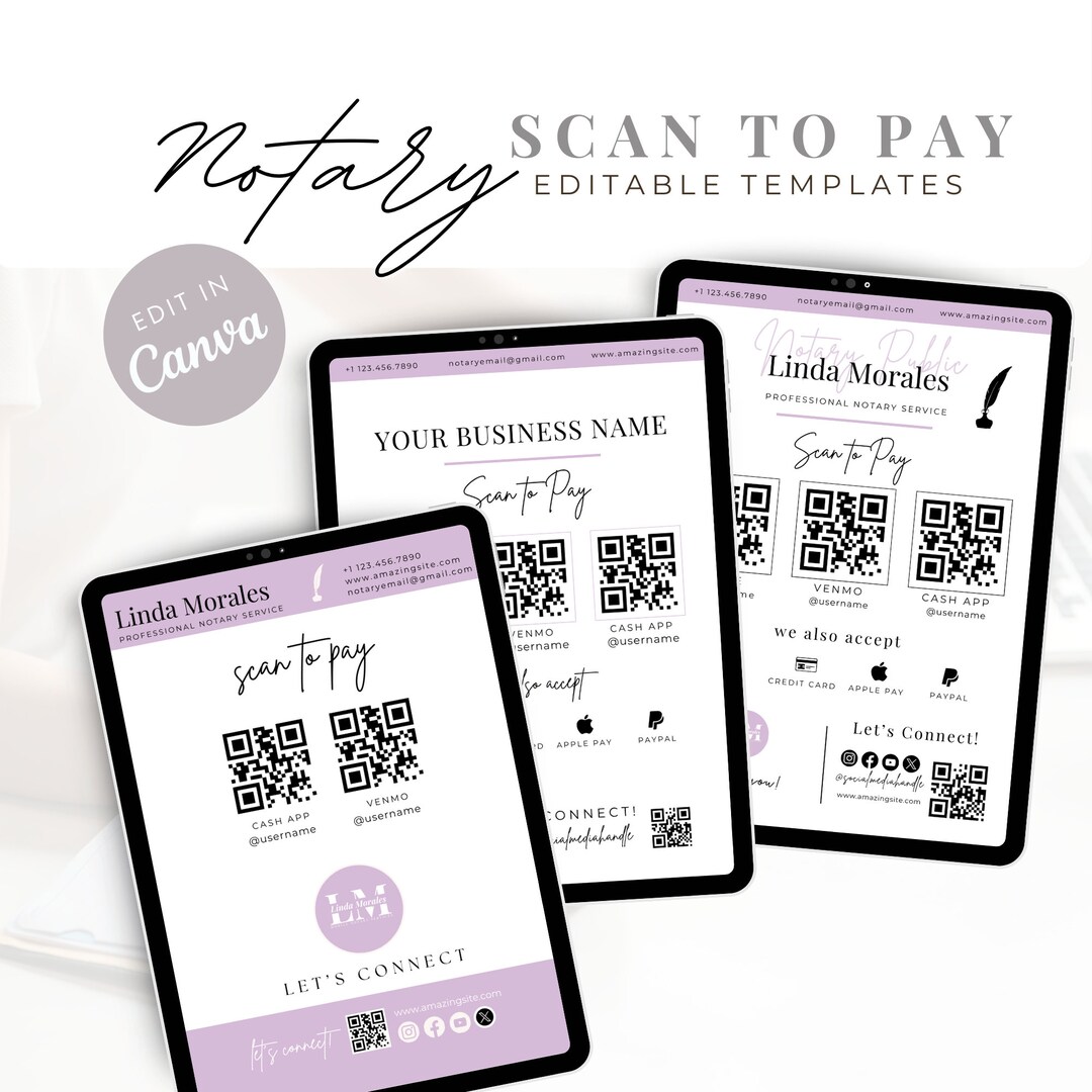 Editable Notary Scan-to-pay Flyer Template, Notary Marketing Templates ...