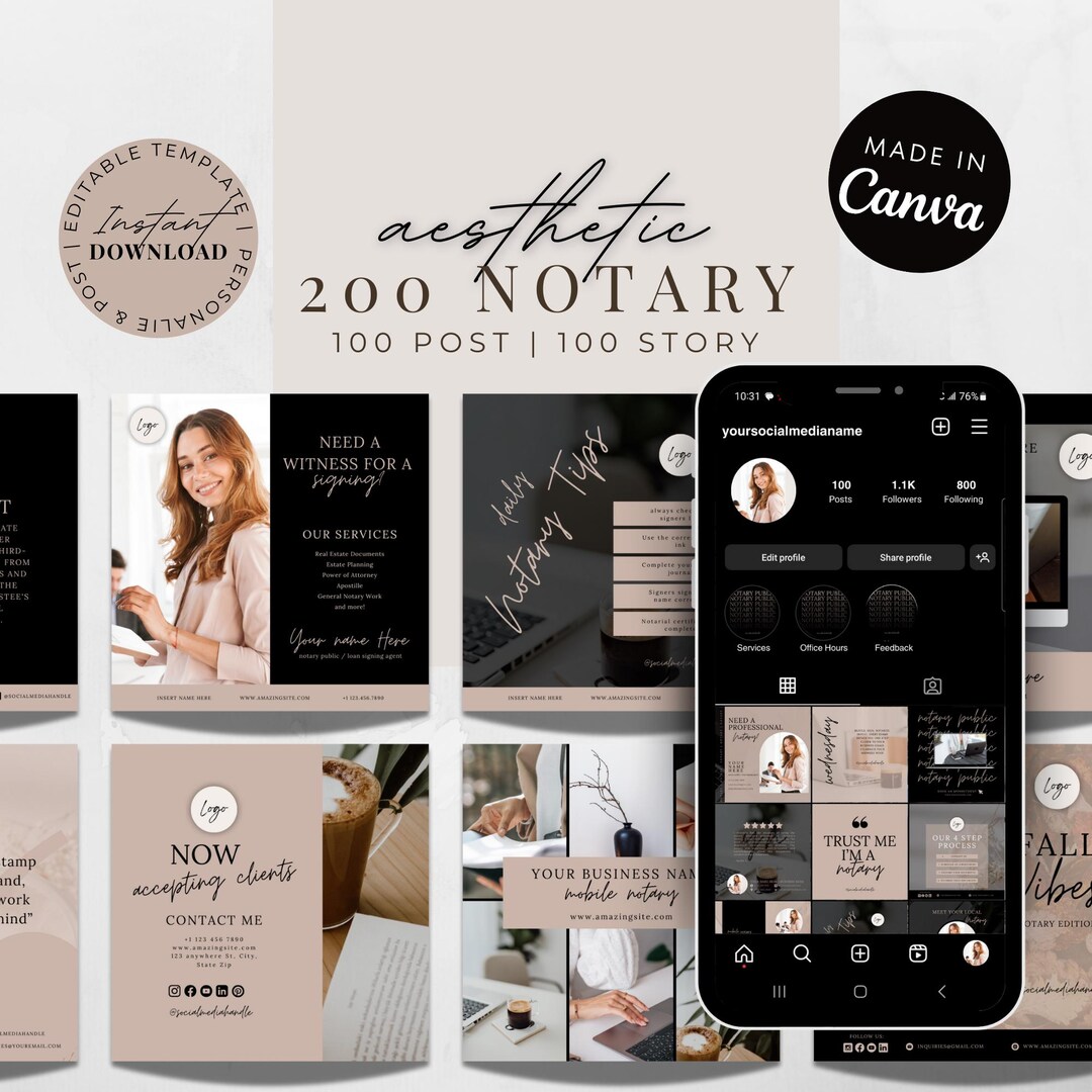 Notary Social Media Post Templates, Notary Marketing Bundle, Notary ...